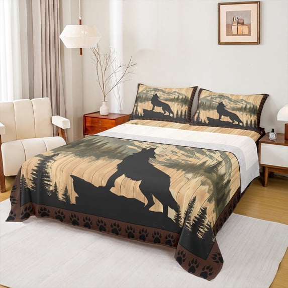 Homewish Female Men Women Safari Wolf Full Size Sheets 4-Piece,Jungle ...
