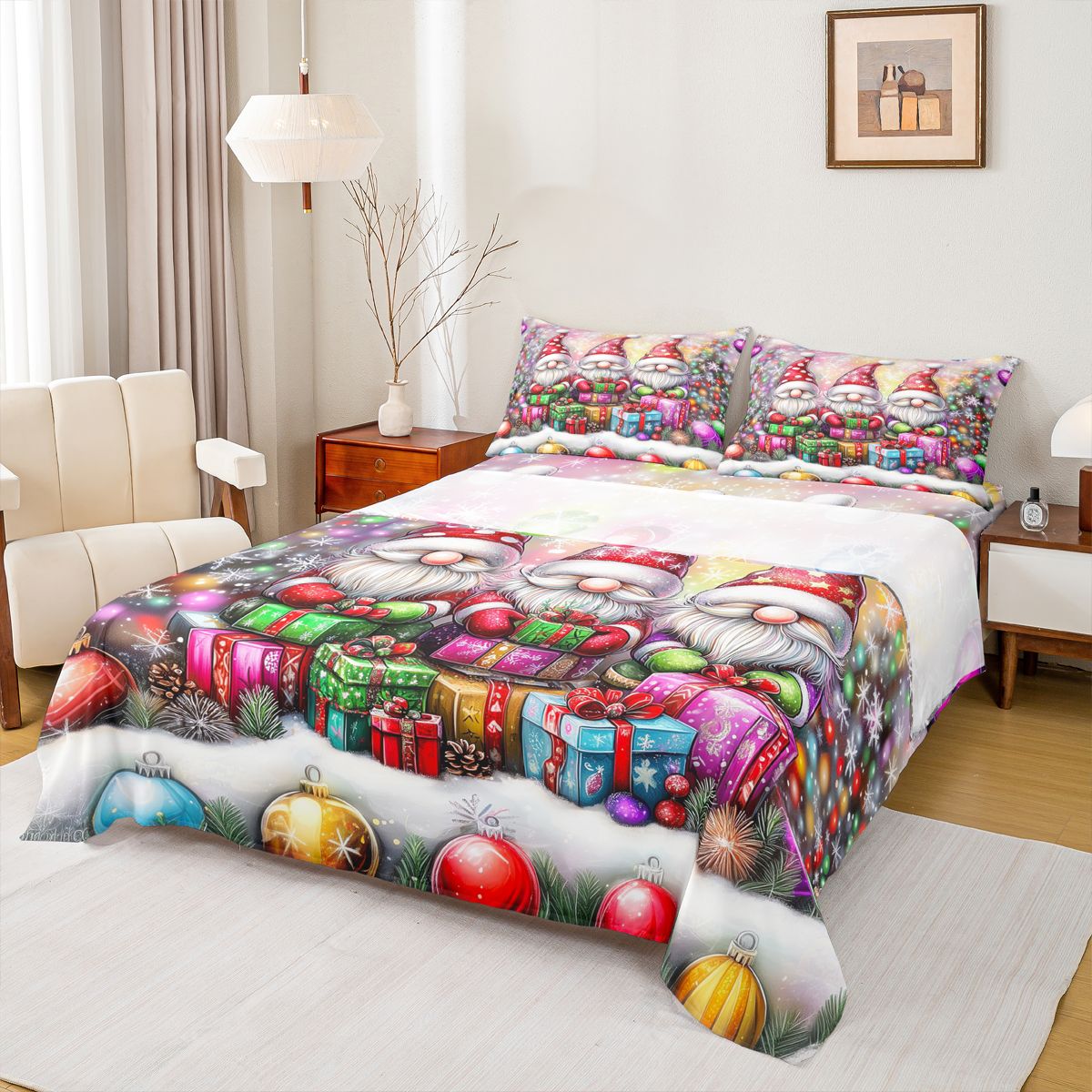 Homewish Festival Gnome Child Full Size Sheets, Xmas Gifts Ball Bed ...