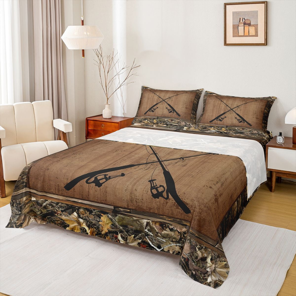 Homewish Fishing Rod Full Size Sheets,Rustic Western Farmhouse Bed ...