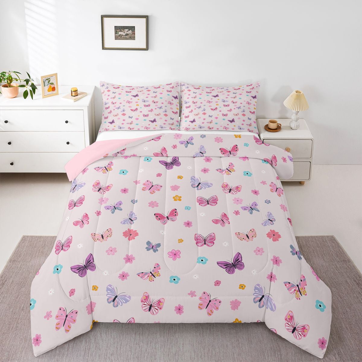 Homewish Flying Colorful Butterflies 2pcs Bedding Comforter Set For ...