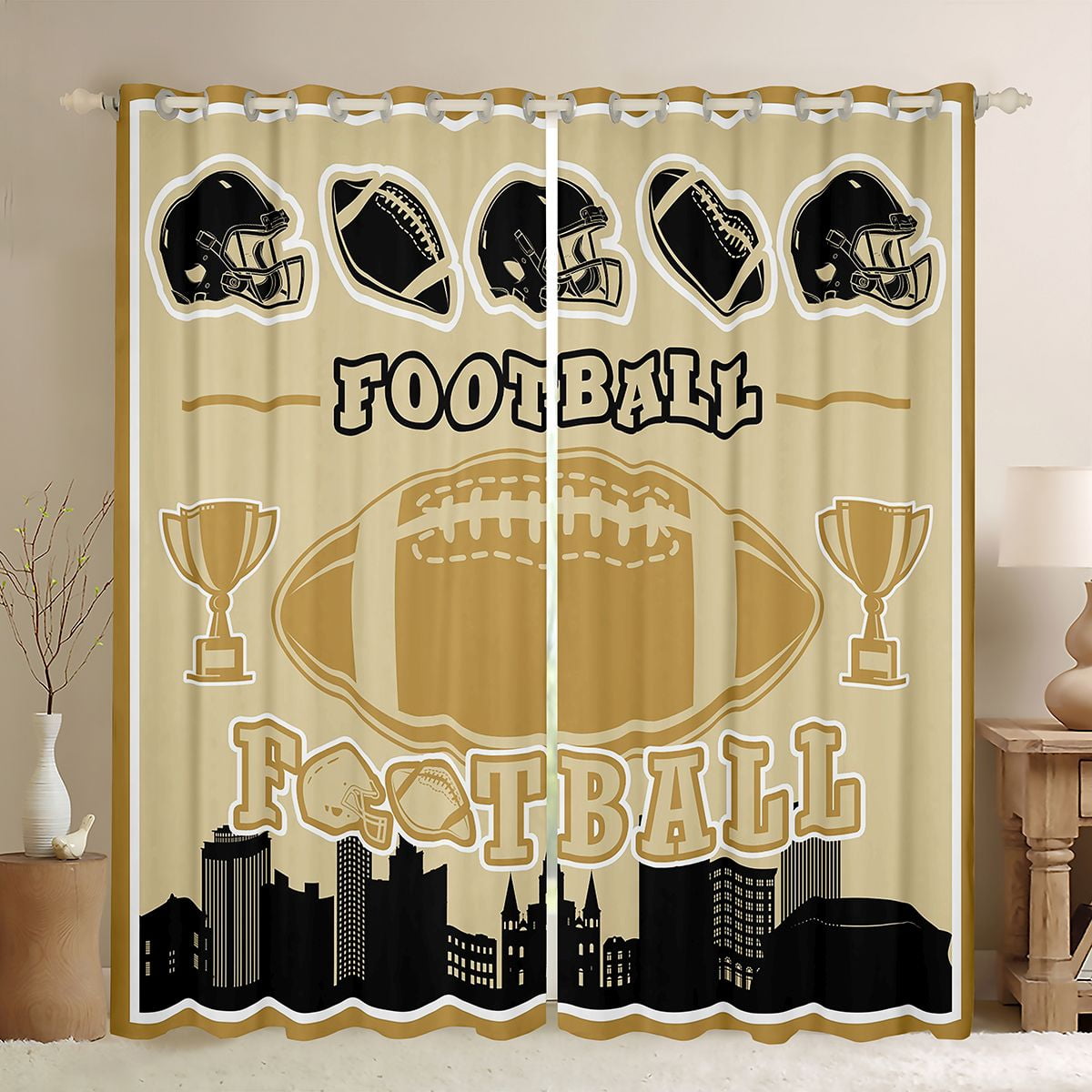 Homewish Football Soccer Teens Blackout Curtains Set of 2 (52x84 Each ...