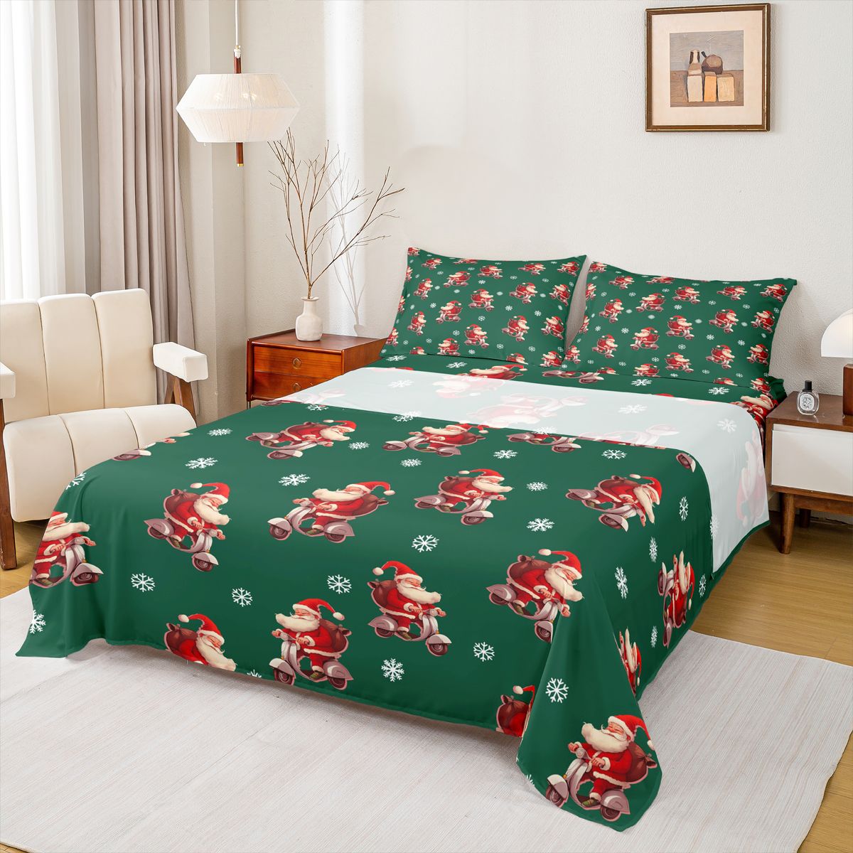Homewish Funny Santa Claus Full Size Sheets for Teen, Happy New Year ...