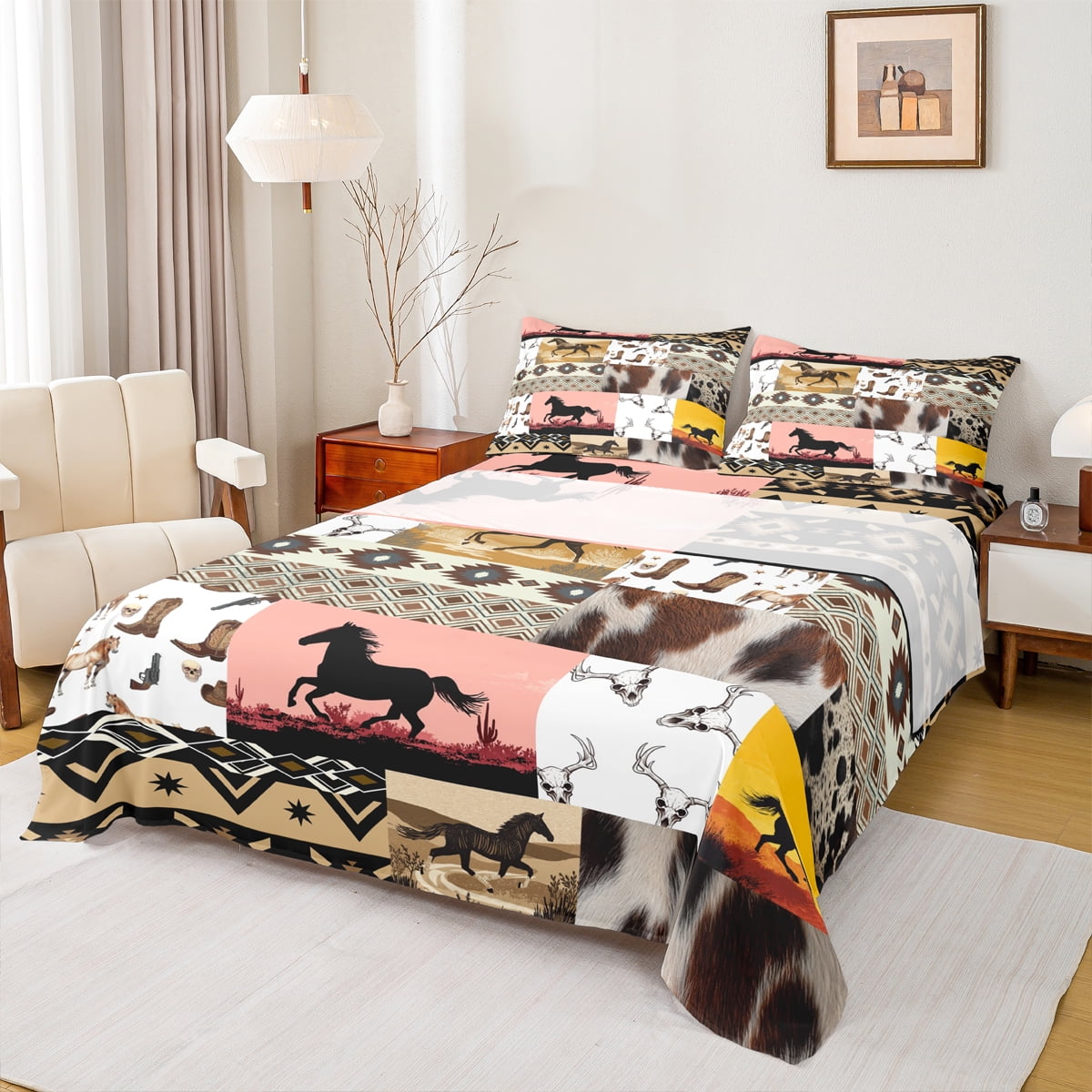 Homewish Galloping Horse 4-Piece Full Size Sheets for Female Men Teens ...
