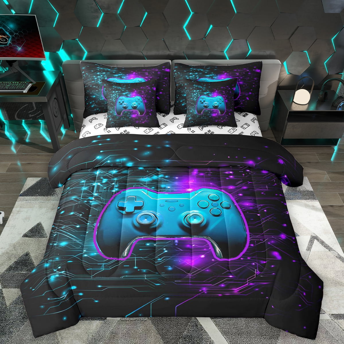 Homewish Gamepad Controller 7-Piece Twin Bedding Sets,Gaming Gamer ...