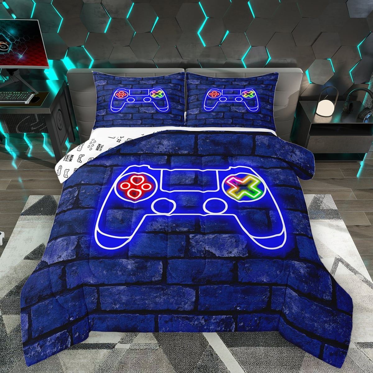 Homewish Gamepad Controller Bedding Comforter Set,Cartoon Console Twin ...