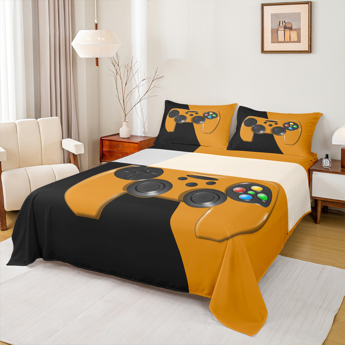 Homewish Gamepad Gaming Full Size Sheets,Modern Video Game Bed Sheets ...