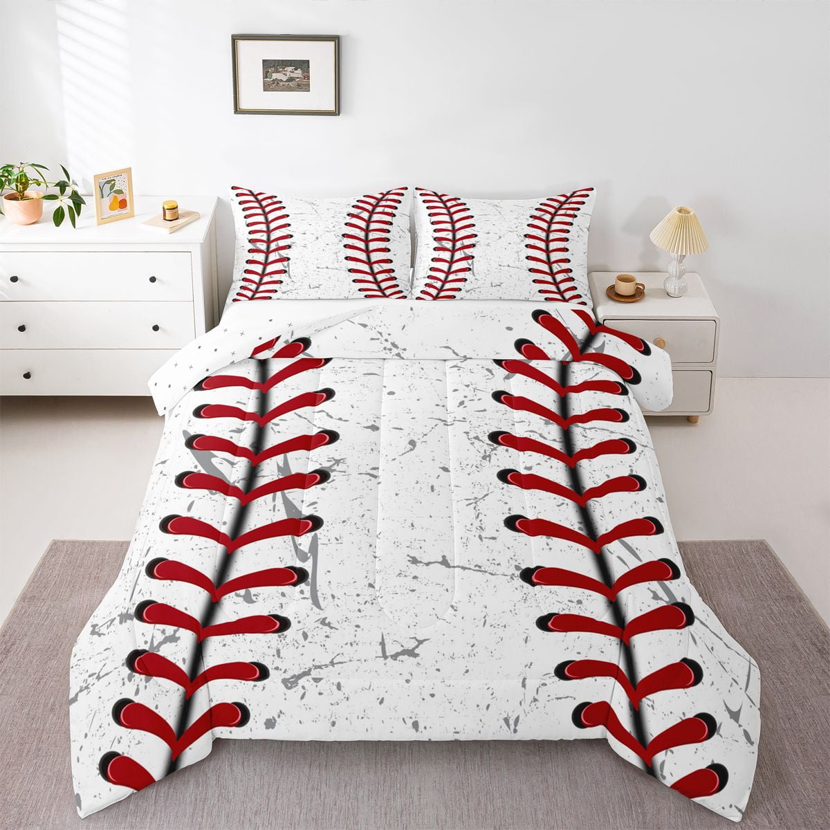 Homewish Gamer Baseball 3 Pieces Queen Comforter Set For Teens,Sport ...