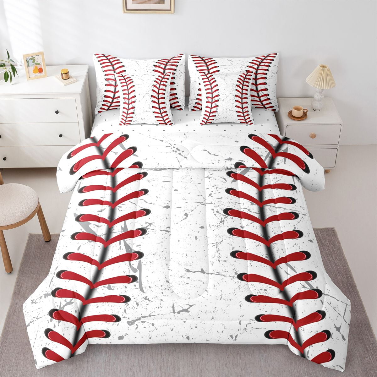 Homewish Gamer Baseball 7-Piece Twin Bedding Sets For Teens,Sport Theme ...