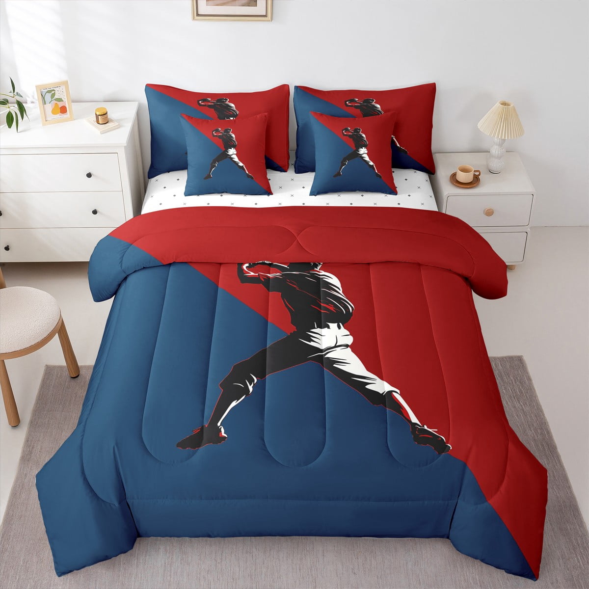 Homewish Gamer Baseball 7pcs Bedding Comforter Set For Teens,Sport ...