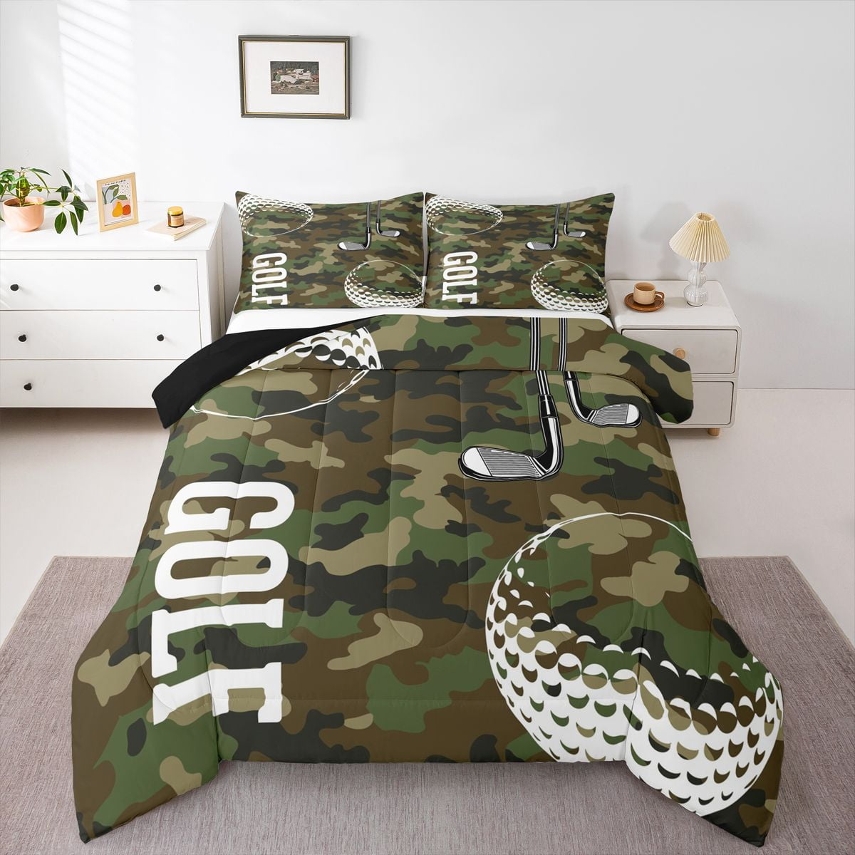 Homewish Gamer Golf 3 Pieces Queen Comforter Set for Kids Teens Adults ...
