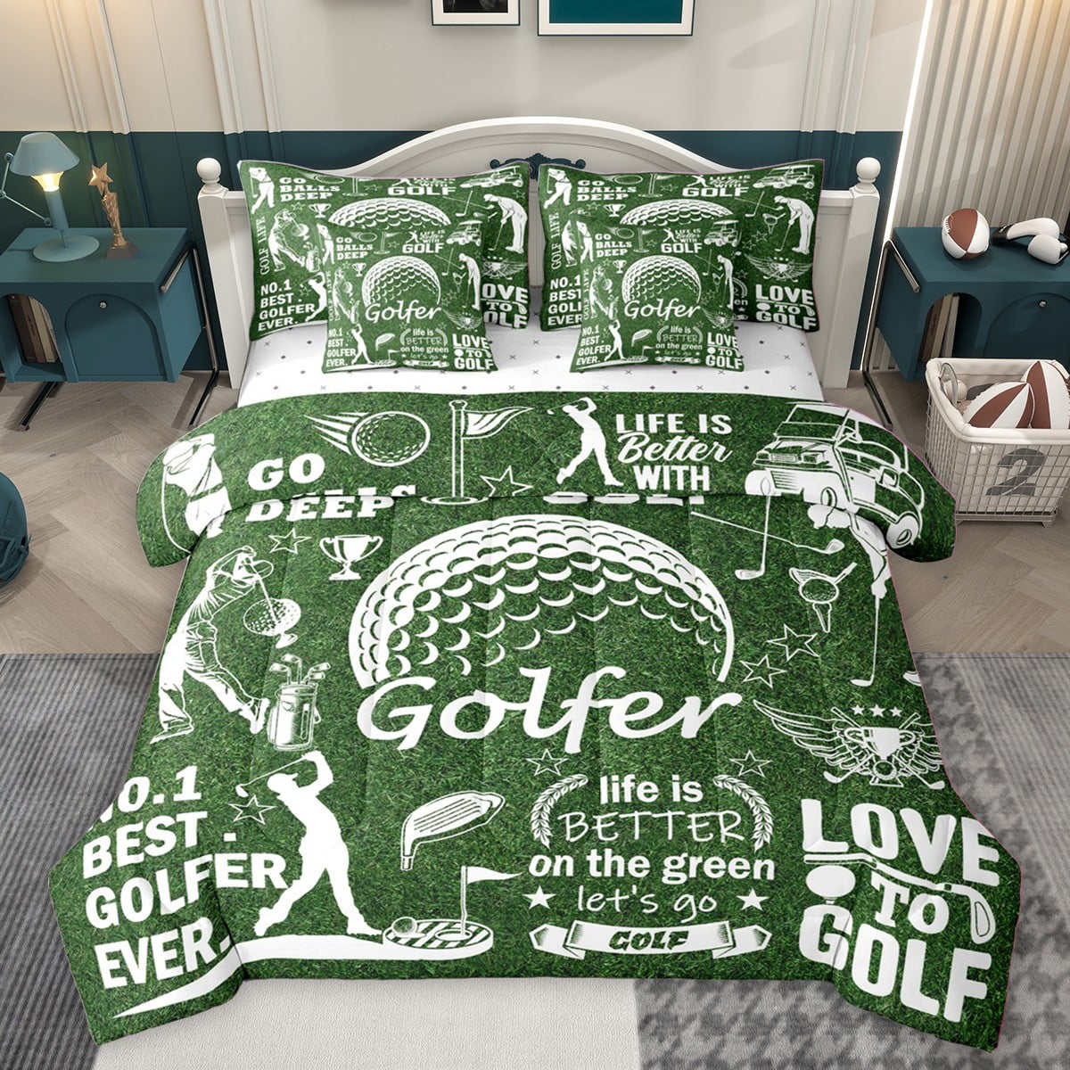 Homewish Gamer Golf Bedding Comforter Set 7pcs for Kids Teens Adults ...