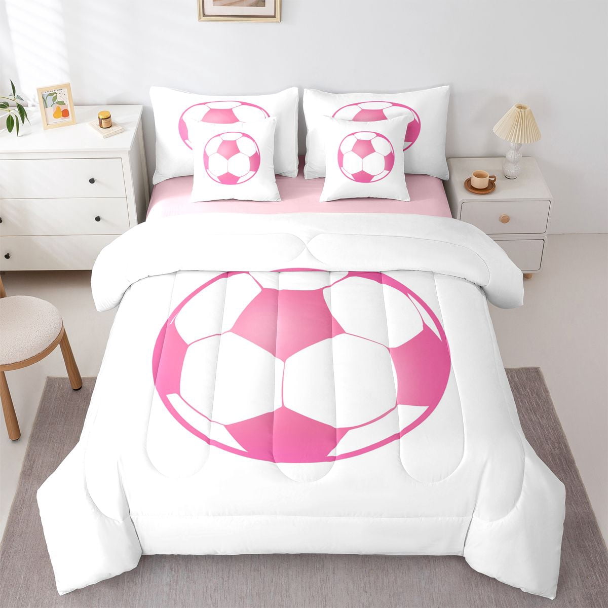 Homewish Gamer Soccer Bedding Comforter Set 7 Pieces for Kids Teens ...