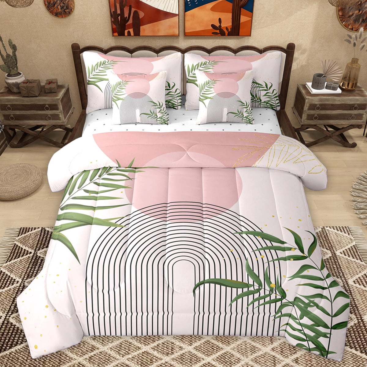 Homewish Geometric Circle Stripe 7-Piece Twin Bedding Sets,Modern ...