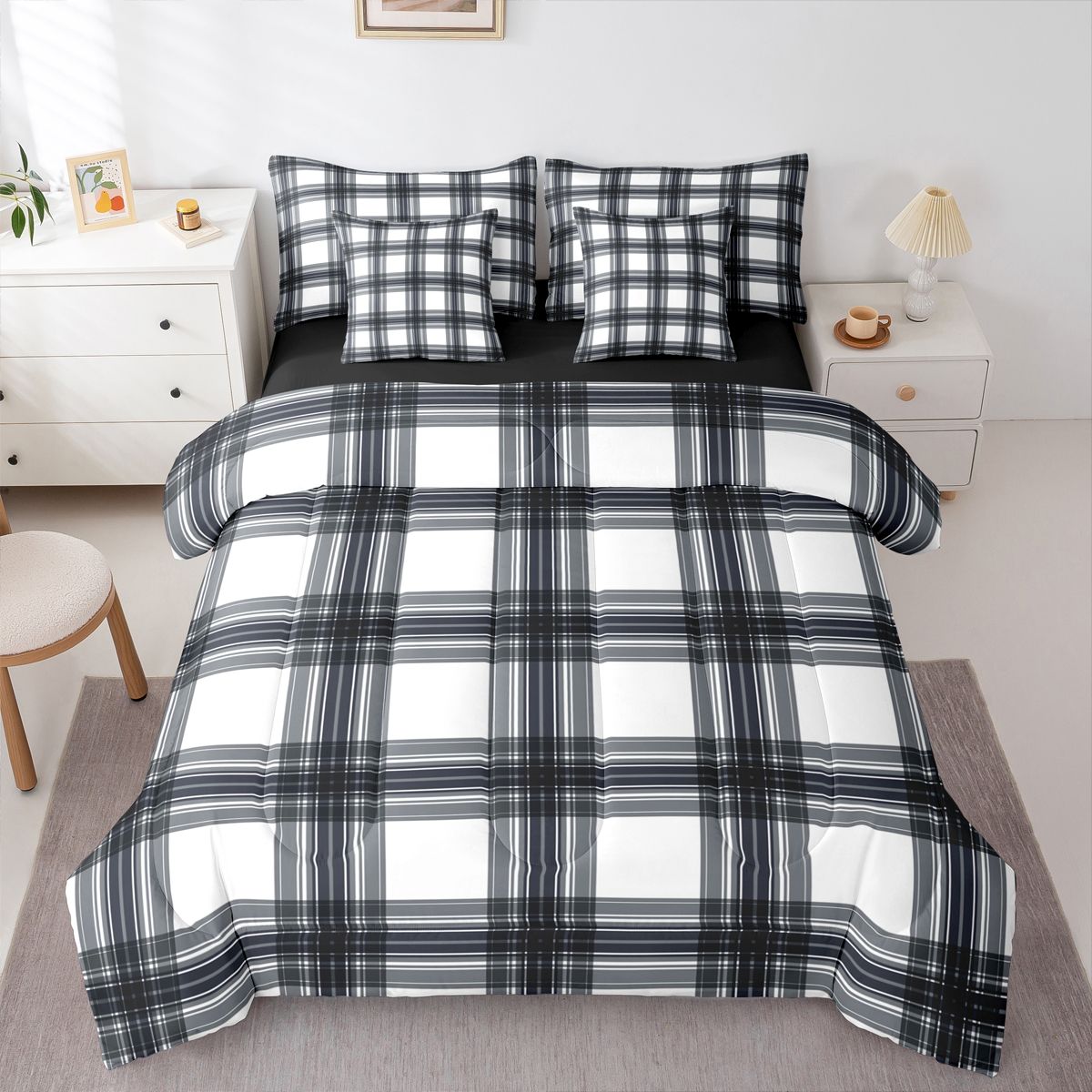 Homewish Geometric Stripes 7pcs Bedding Comforter Set For Kids Teens ...