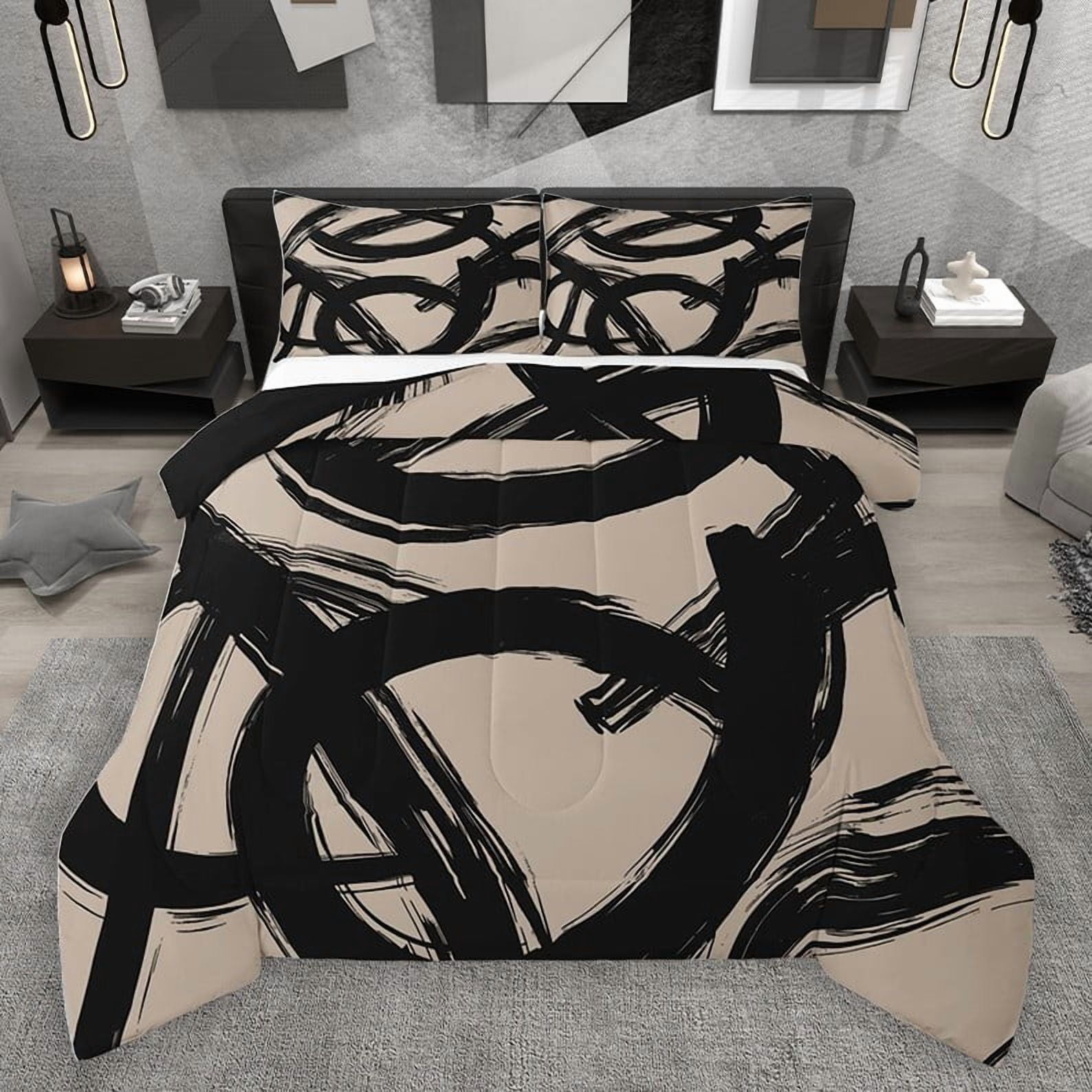 Homewish Geometric Stripes Lines 3-Piece Full Size Comforter Sets for ...