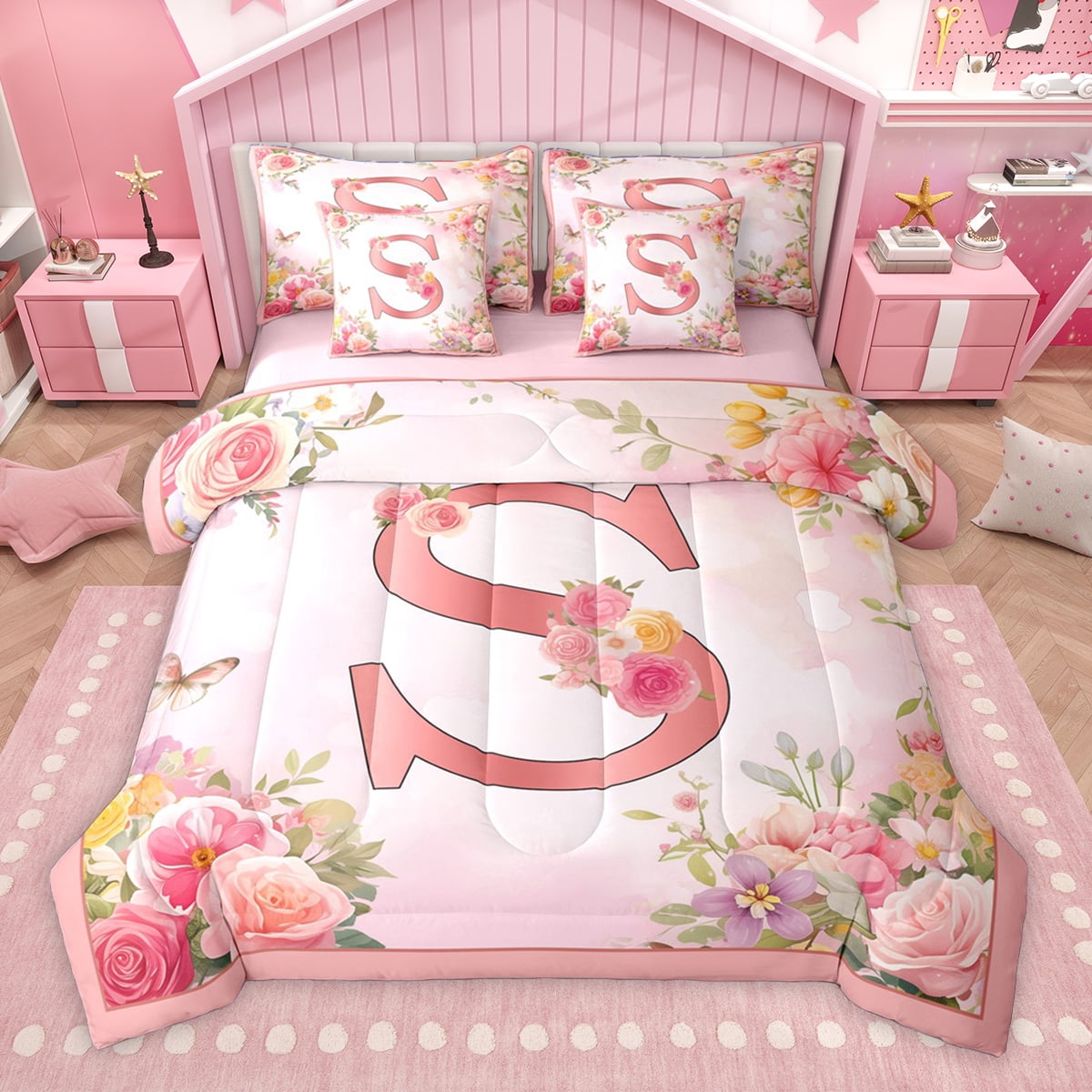 Homewish Girl Personalized Gifts 7-Piece Bedding Comforter Set,Pink ...