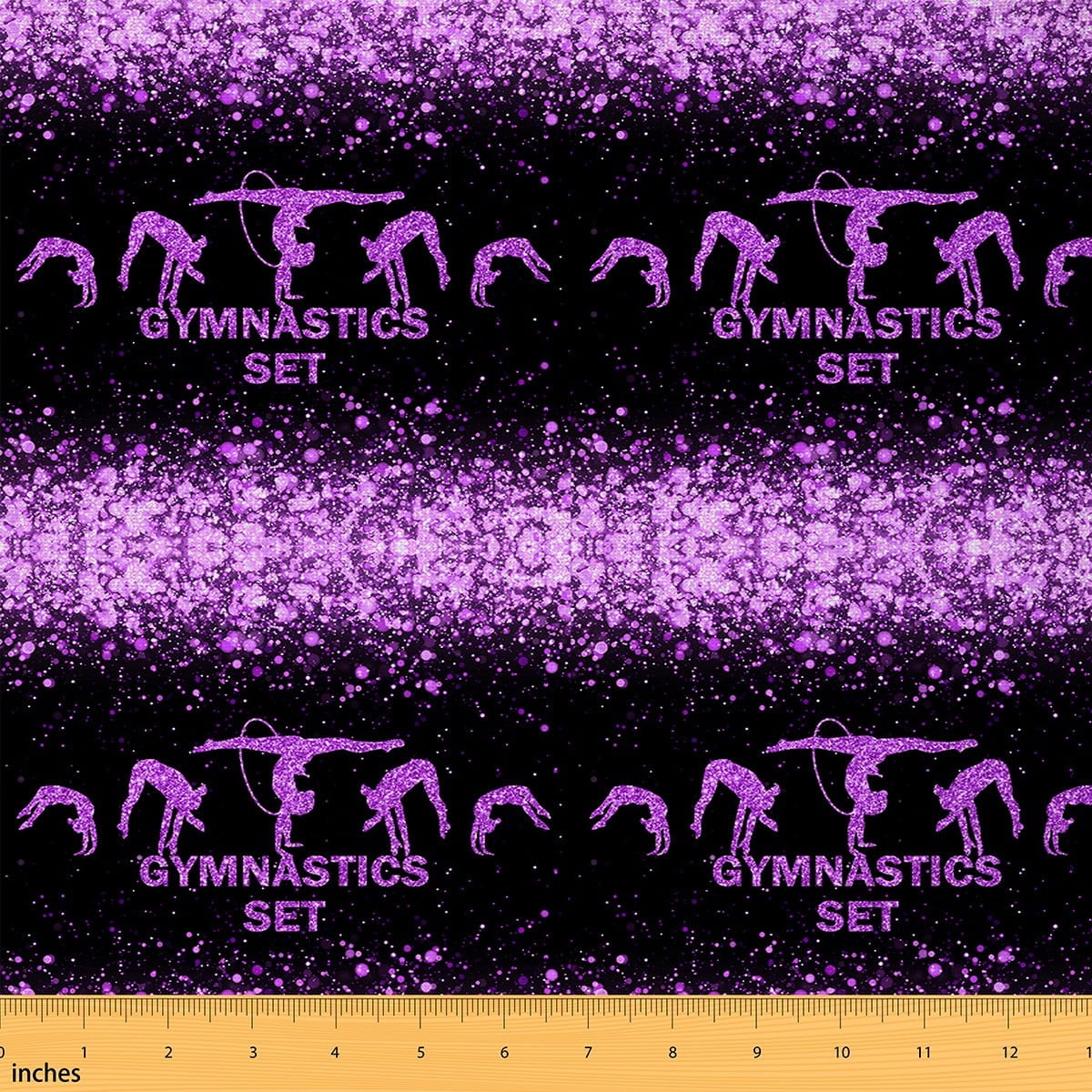Homewish Girls Gymnastics Lover Fabric by the Yard 1 Yard, Black Purple ...