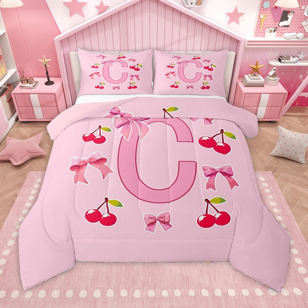 Homewish Girls Personalized Gifts Queen Comforter Set,Bowknot Latter C ...