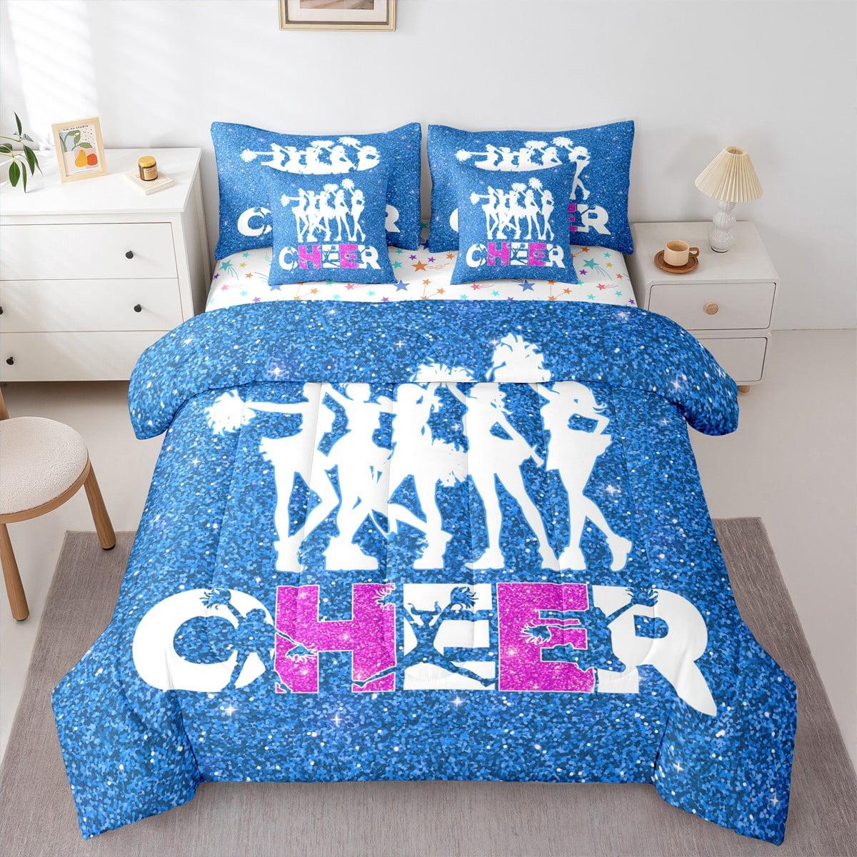 Homewish Girly Dreamy Dance 7-Piece Twin Bedding Sets,Bling Blue ...