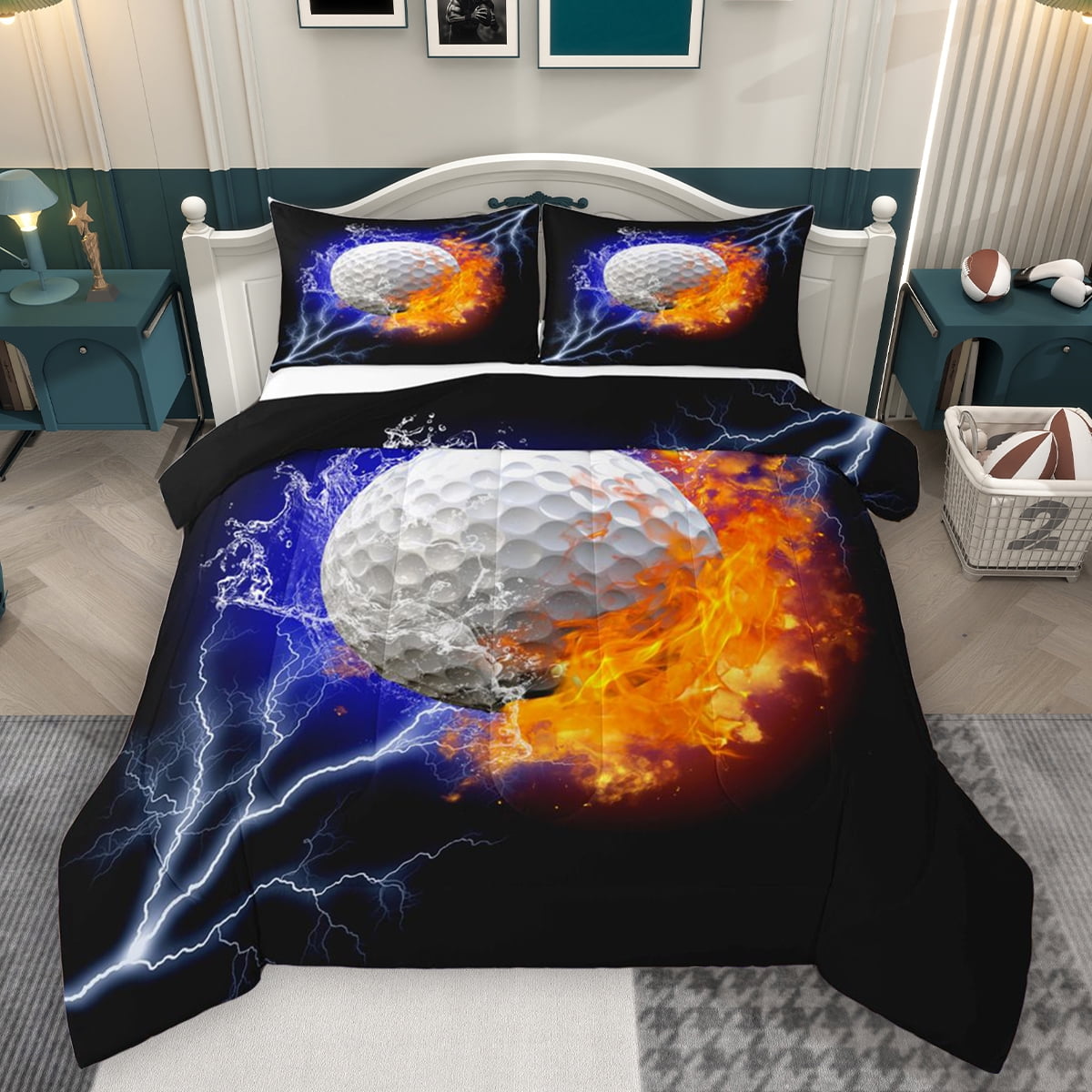 Homewish Golf Ball Full Size Comforter Sets,Sport Theme Bedding ...