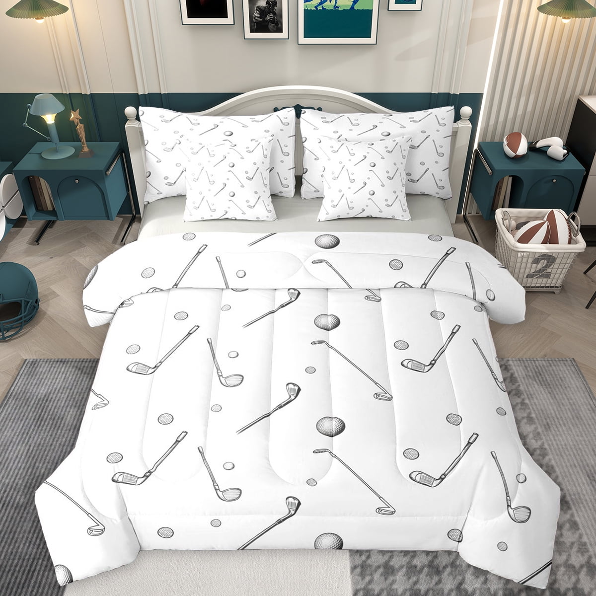 Homewish Golf Club 7-Piece Bedding Comforter Set,Golf Ball Game King ...