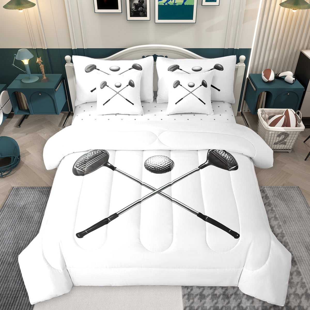 Homewish Golf Club 7-Piece Twin Bedding Sets,Golf Ball Game Bedding ...