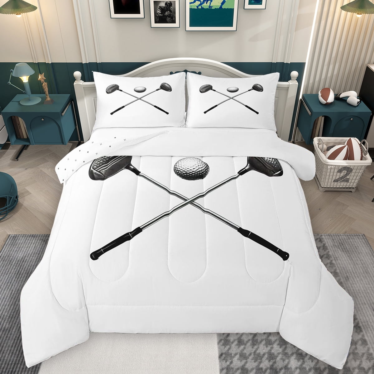 Homewish Golf Club Queen Comforter Set,Golf Ball Game Bedding Sets ...