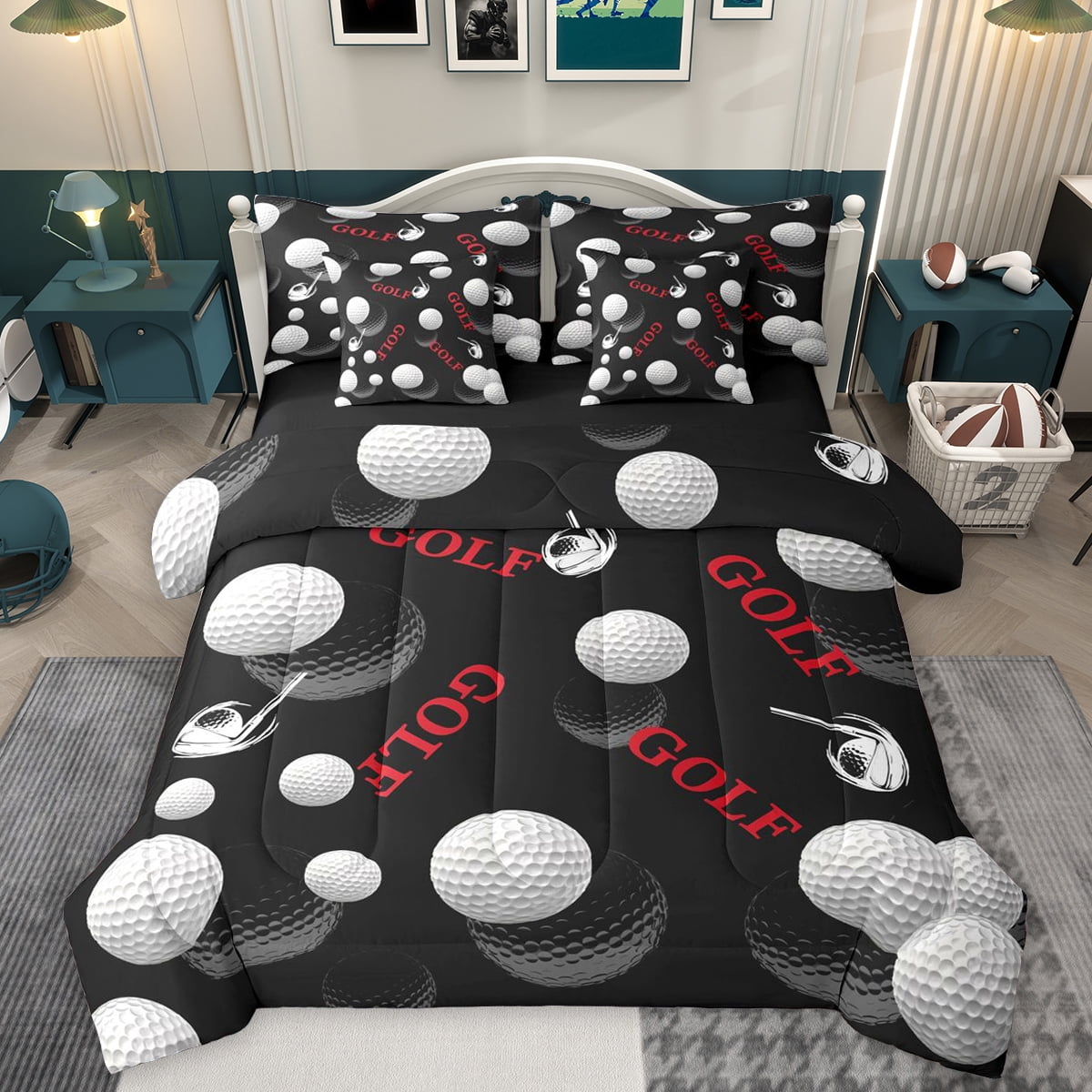 Homewish Golf Sport 7-Piece Bedding Comforter Set,Boys Ball Game King ...