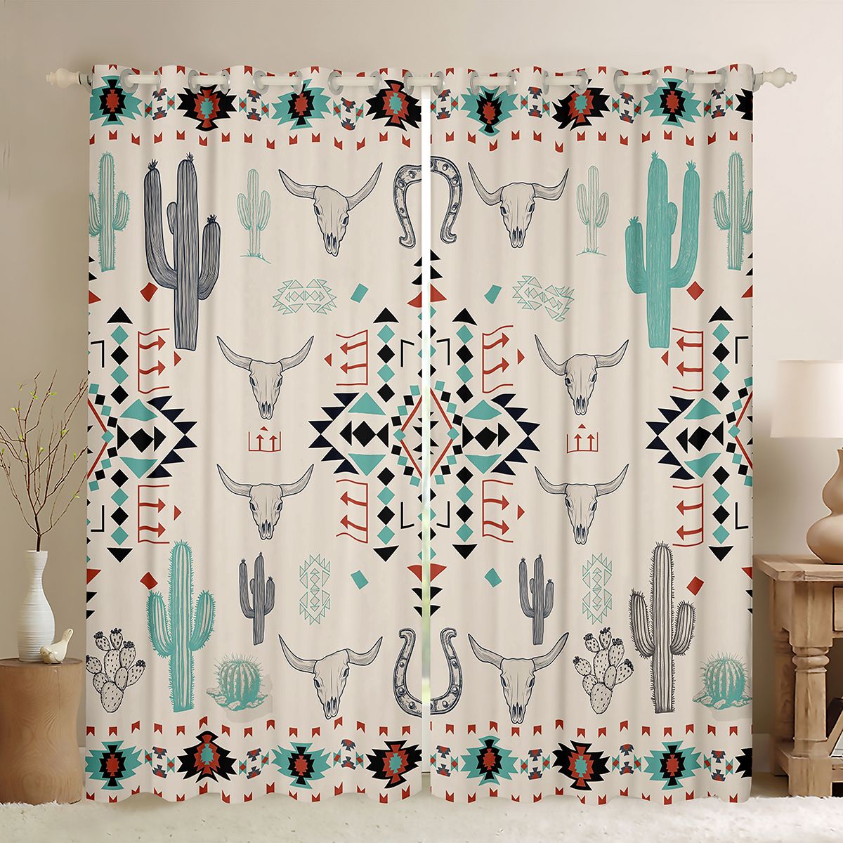 Homewish Gothic Sheep Skeleton Curtains Pack of 2 (42x84 Each), Western ...