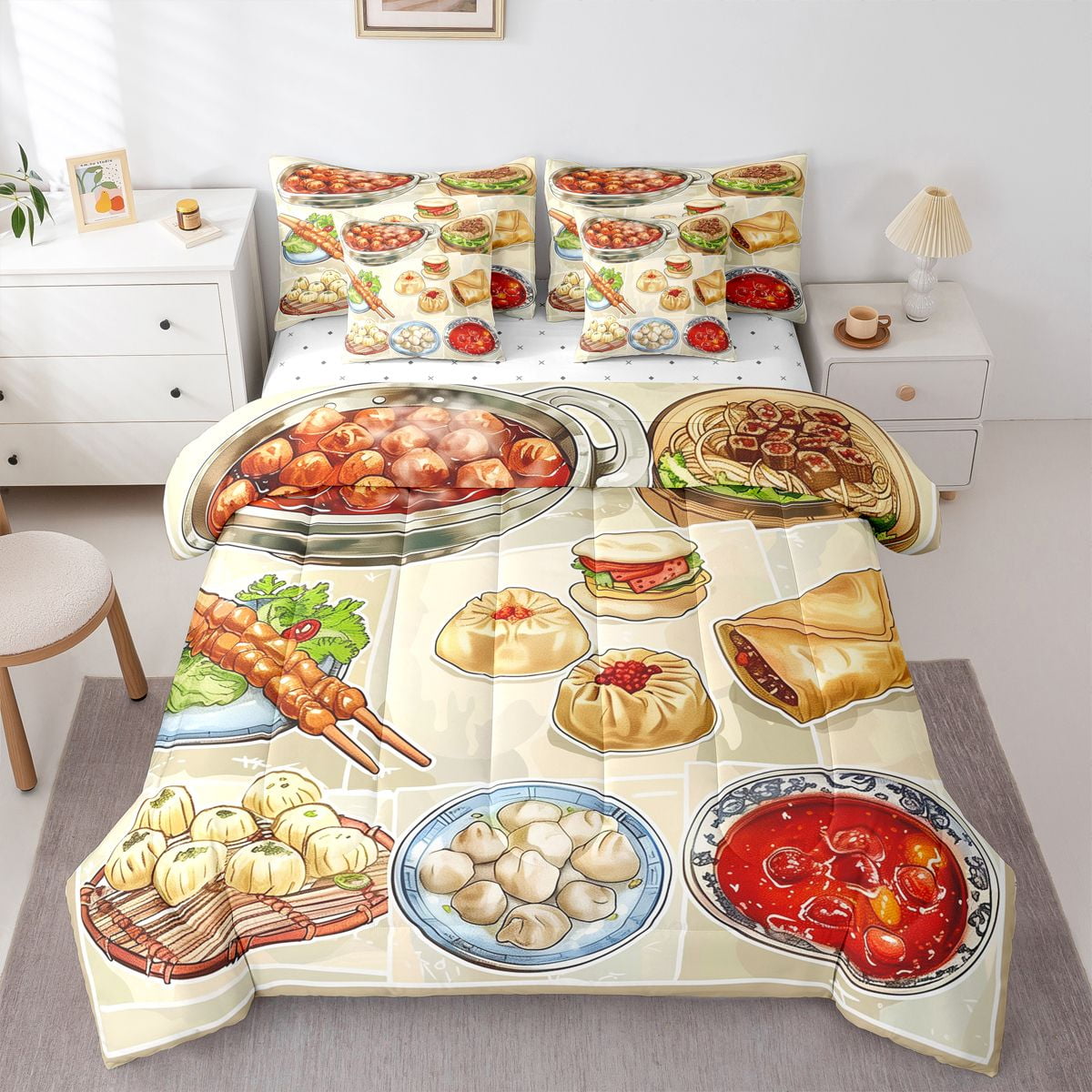 Homewish Full 7-Piece Gourmet Cooking Chinese Cuisine Food Bedding Set ...