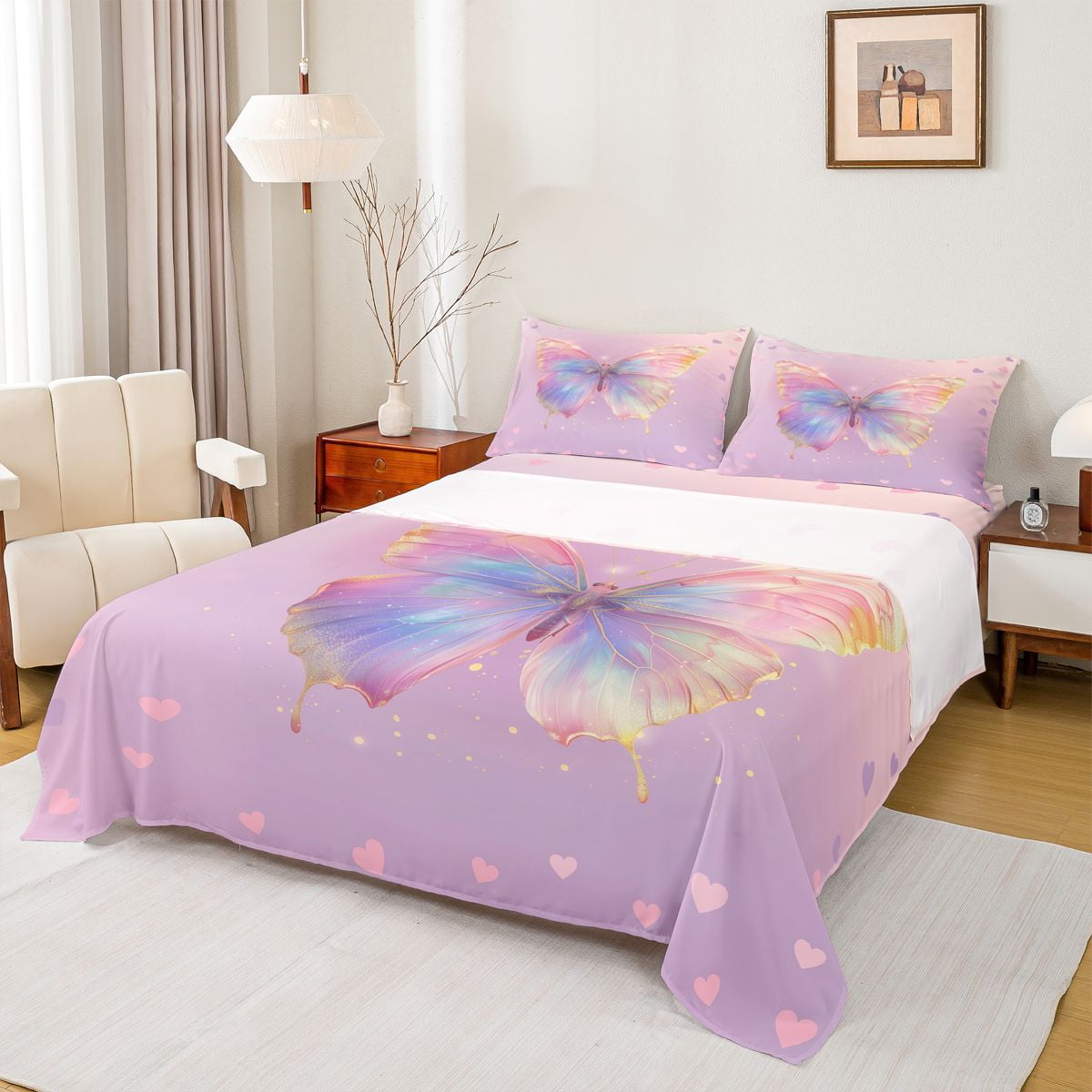 Homewish Gradient Colorful Butterfly Full Size Sheets,Flying Animal Bed ...
