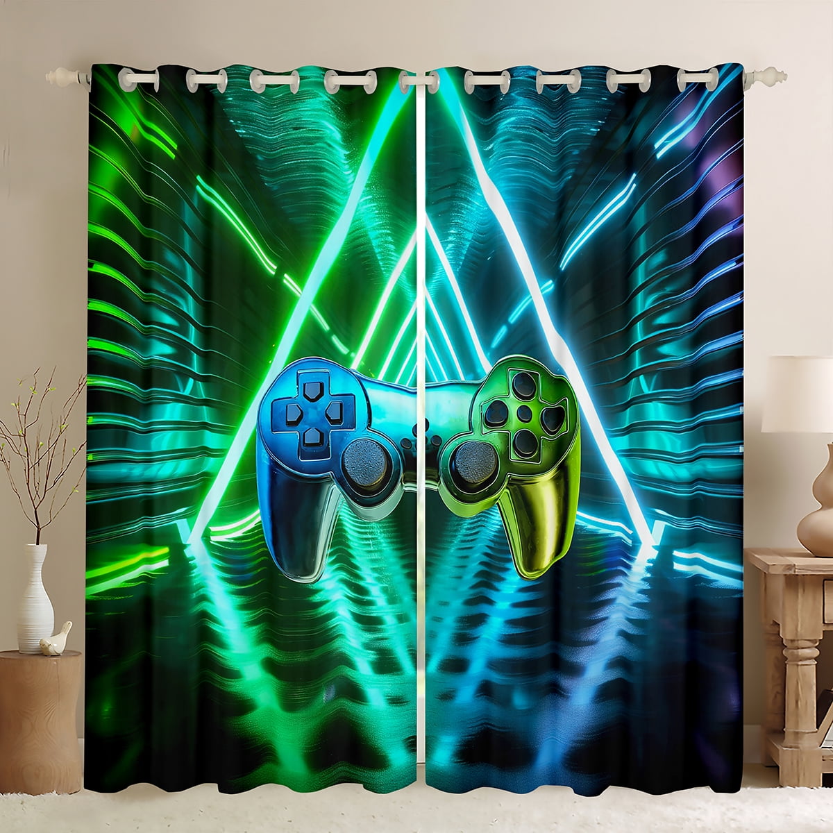 Homewish Gradient Gamepads Blackout Curtains Set of 2 (52x84 Each) For ...