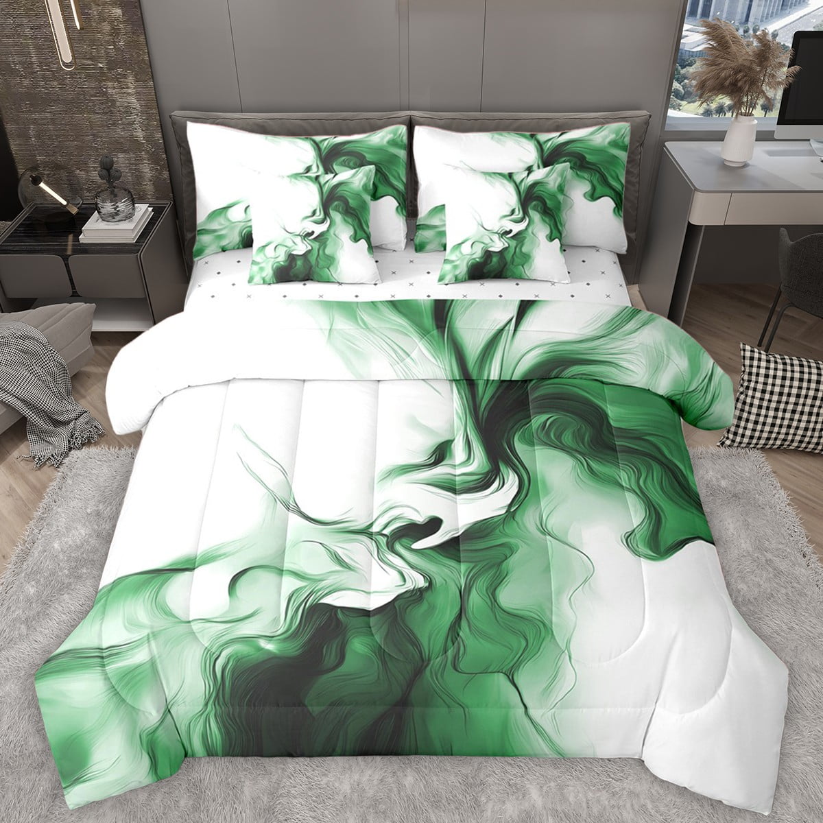 Homewish Gradient Marble Bedding Comforter Set 7-Piece for Kids ...