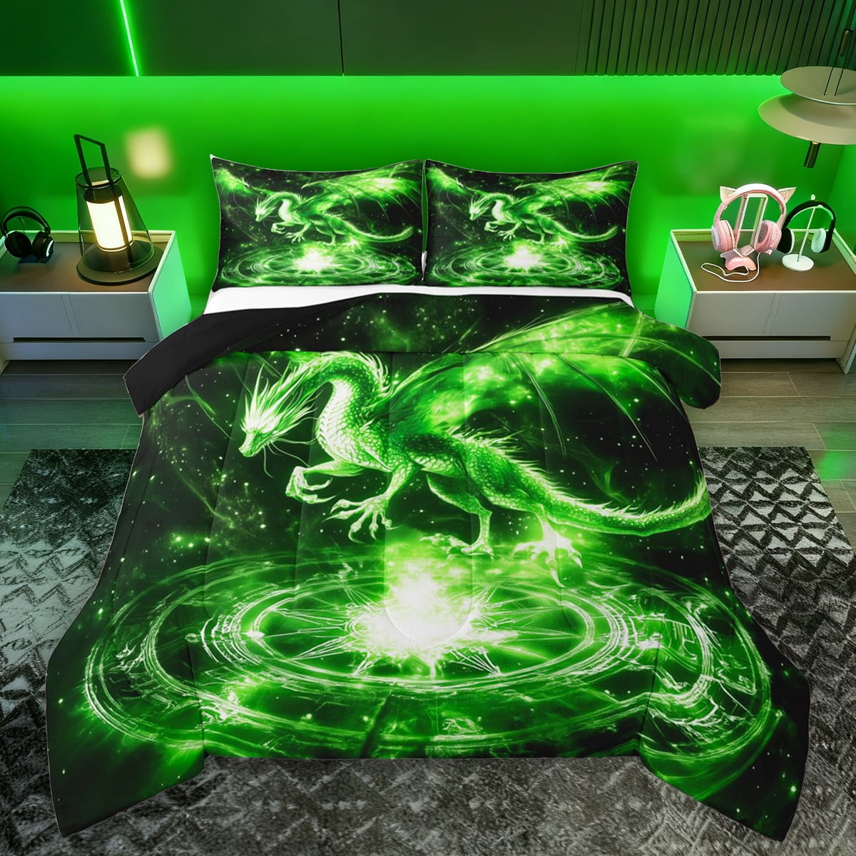 Homewish Green Dragon Bedding Comforter Set,Magic Animal Twin Comforter ...