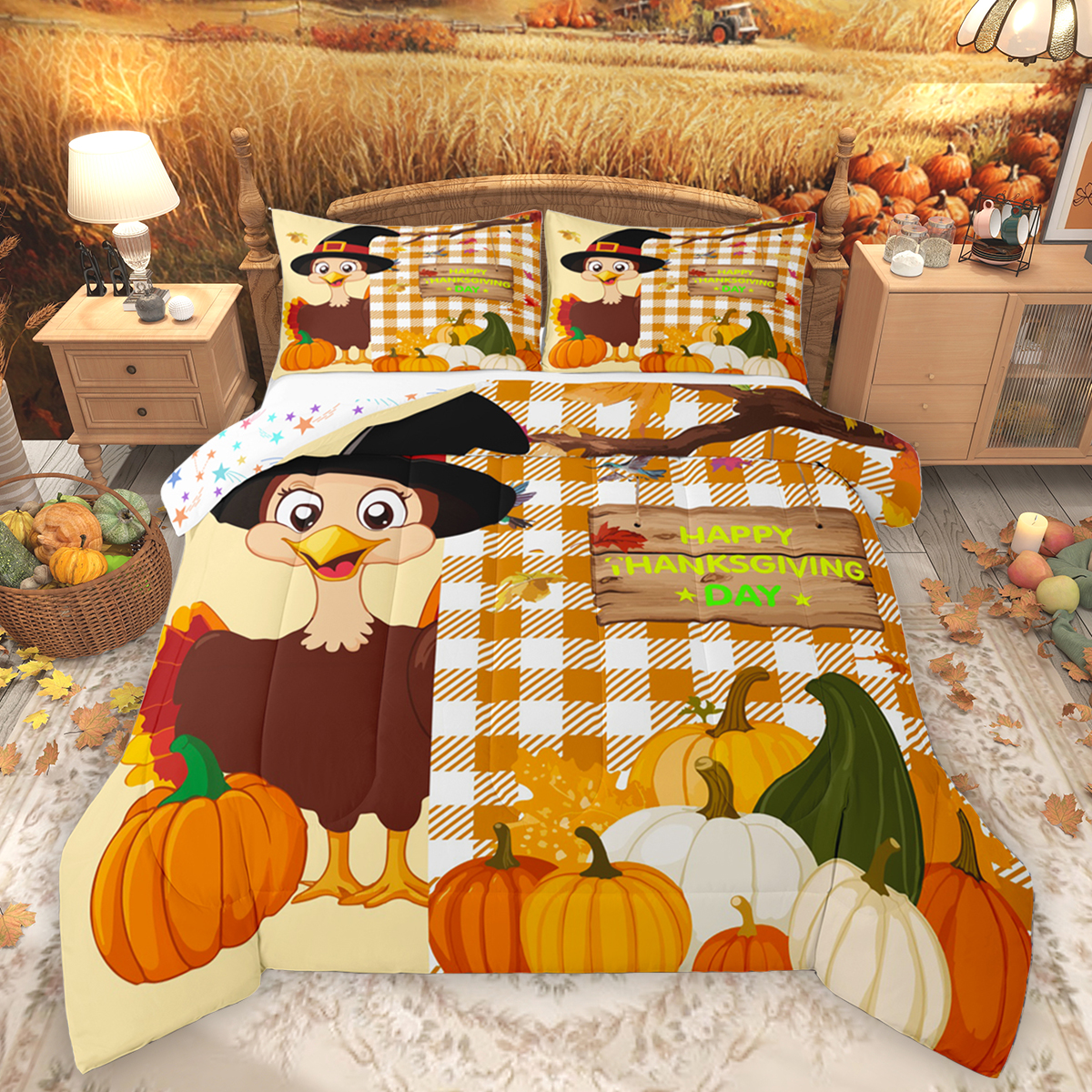 Homewish Happy Thanksgiving Day Full Size Comforter Sets,Autumn Fall ...