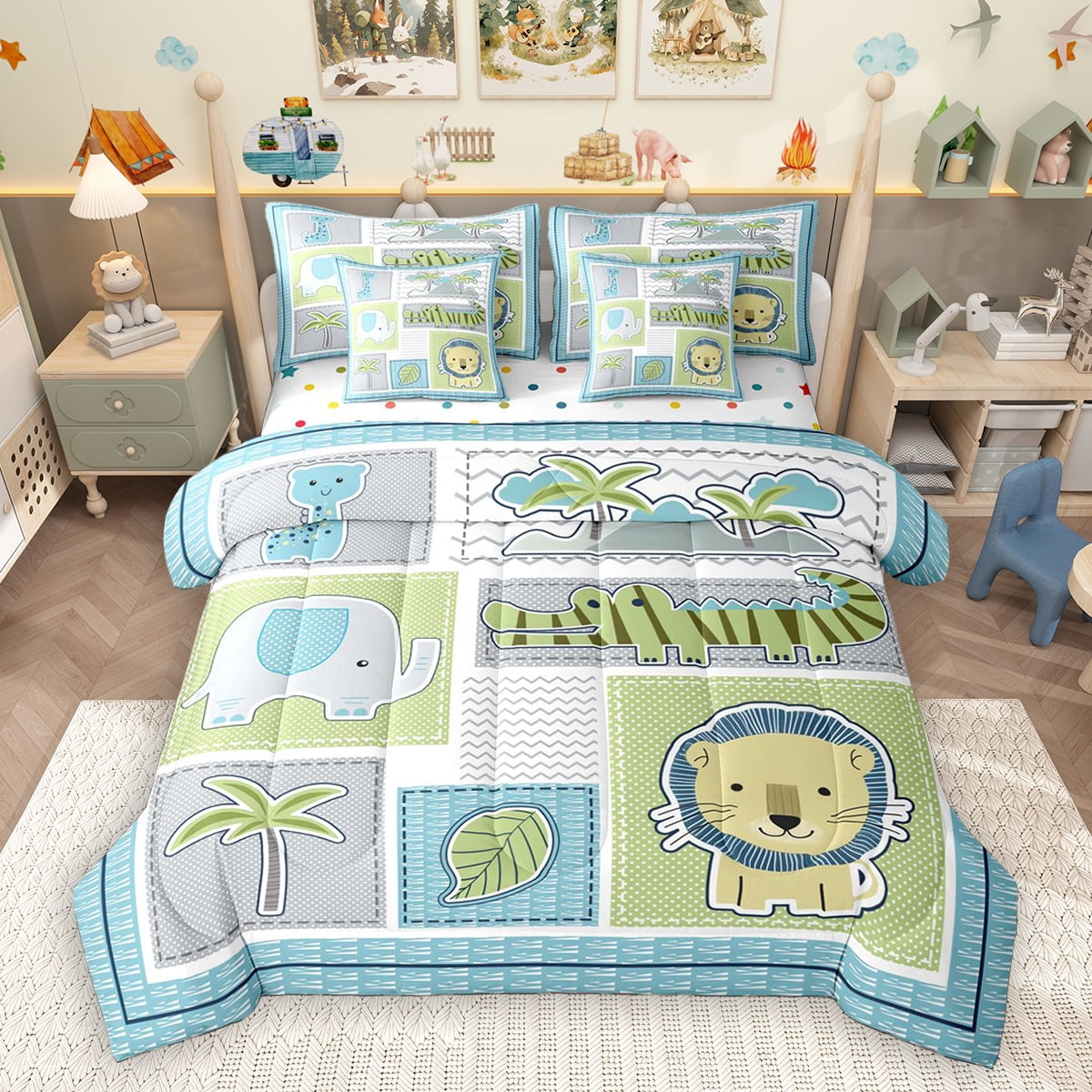 Homewish Hawaii Coconut Tree 7 Pieces Bedding Comforter Set,Safari ...