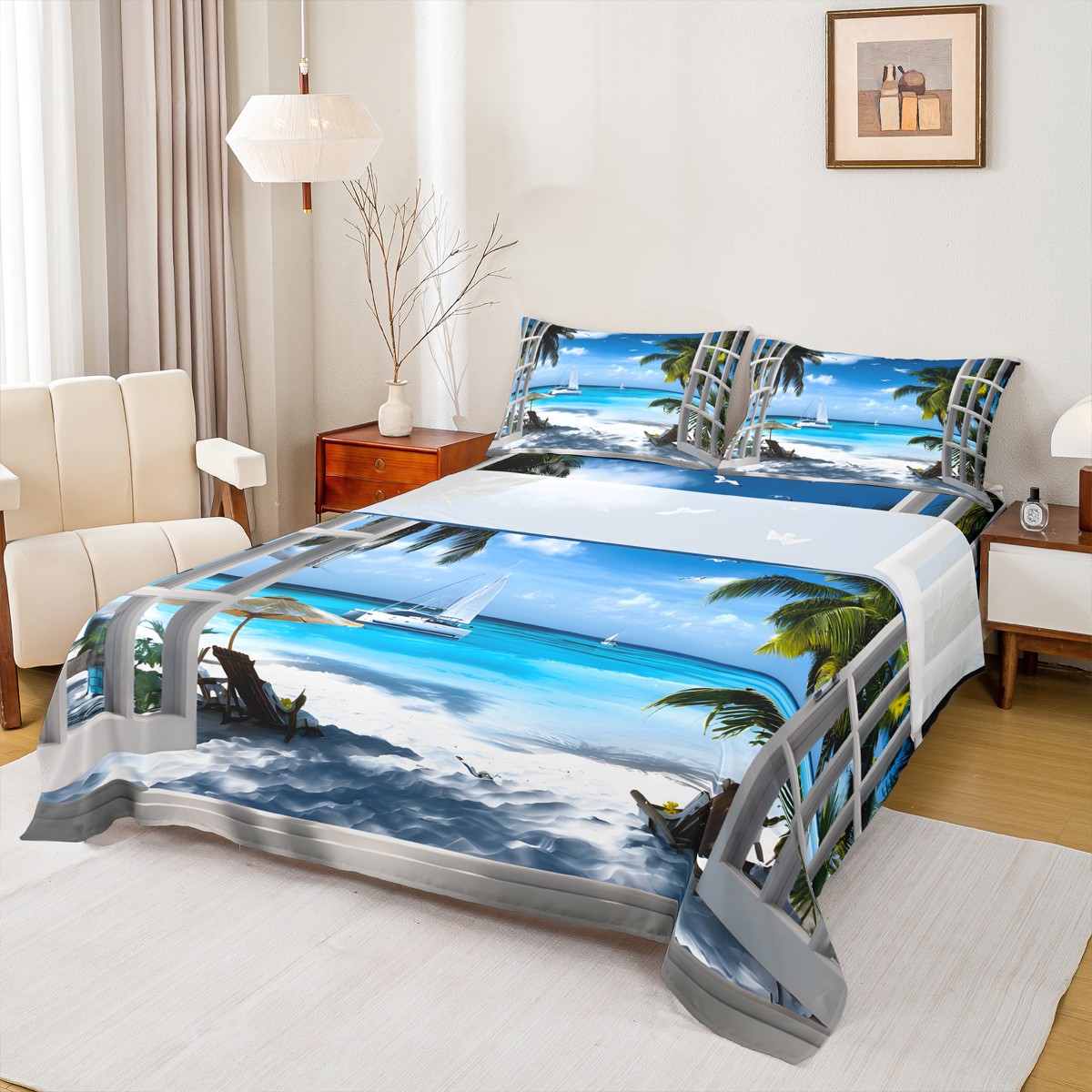 Homewish Hawaii Summer Holiday Bed Sheets for Teen, Tropical Beach King ...