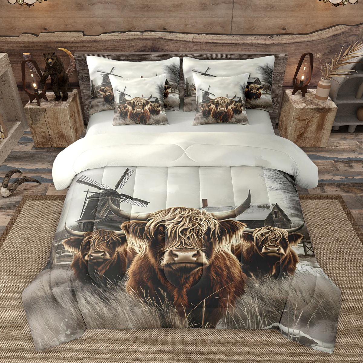 Homewish Highland Bull Bedding Comforter Set 7-Piece for Female Men ...
