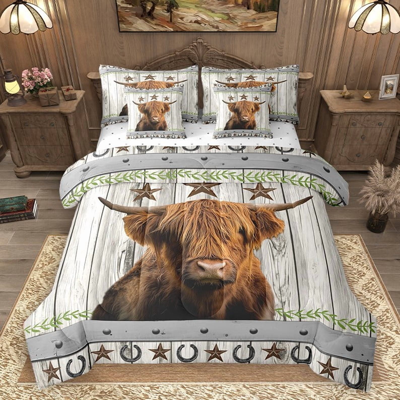 Homewish Highland Cattle 7-Piece Twin Bedding Sets for Kids Children ...