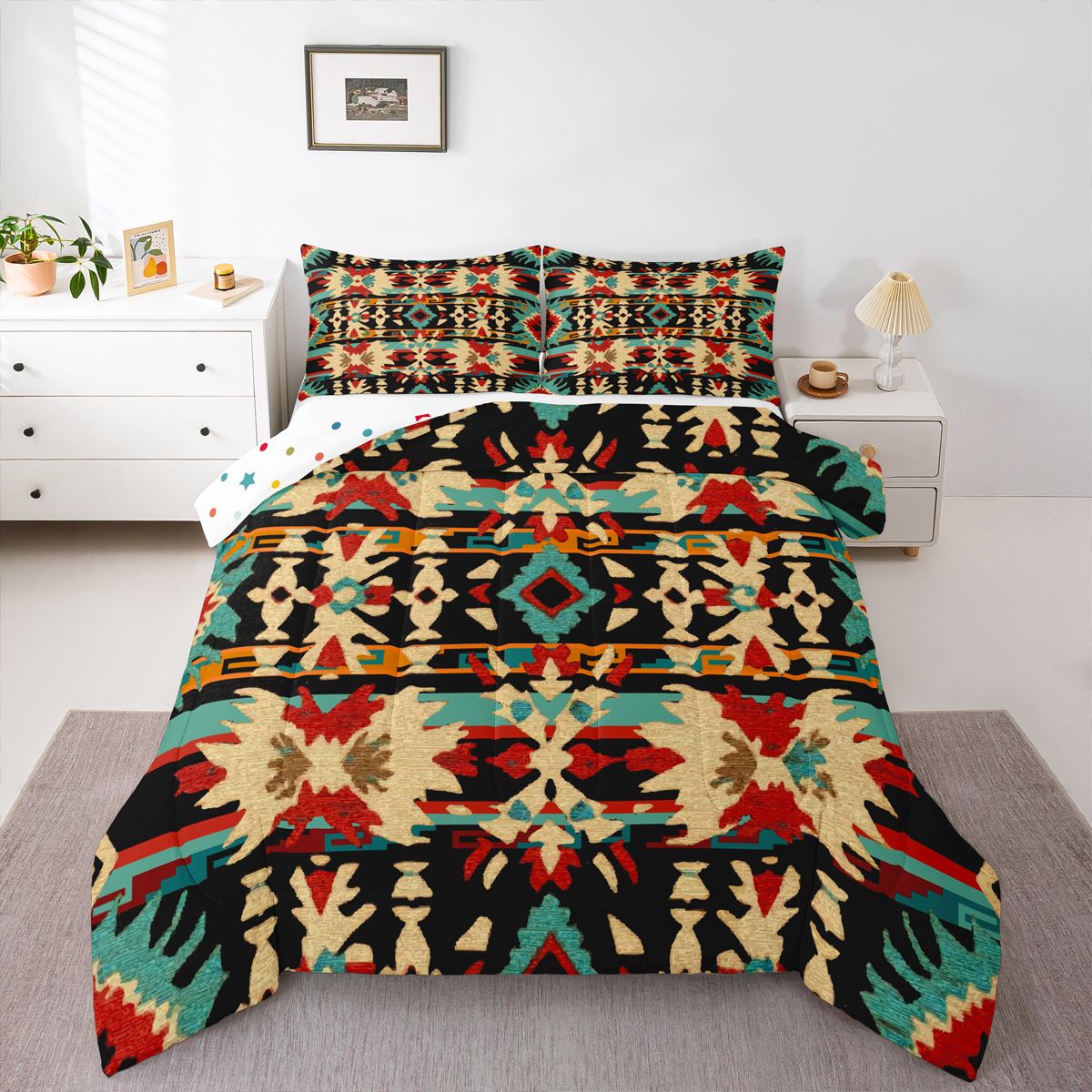 Homewish Hippie Aztec 3-Piece Full Size Comforter Sets For Boys Girls ...