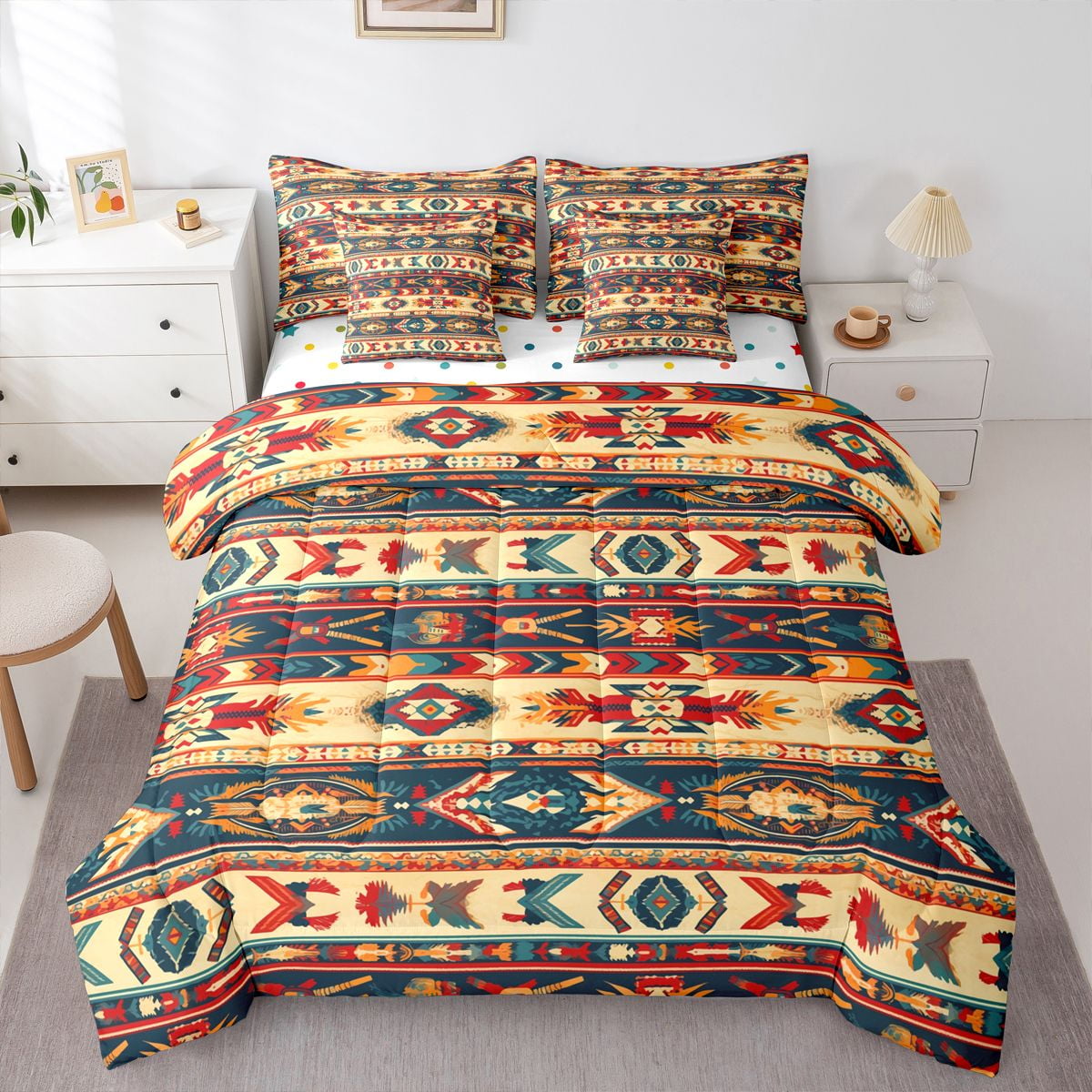 Homewish Hippie Aztec 7-Piece Bedding Comforter Set For Teens Female ...