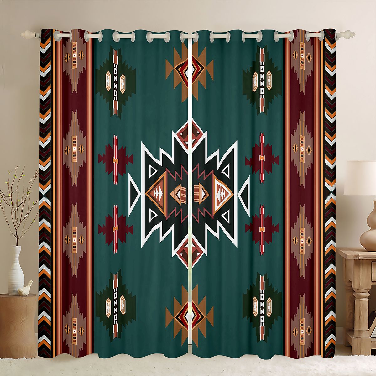 Homewish Hippie Aztec Female Blackout Curtains Set of 2 (52x84 Each ...