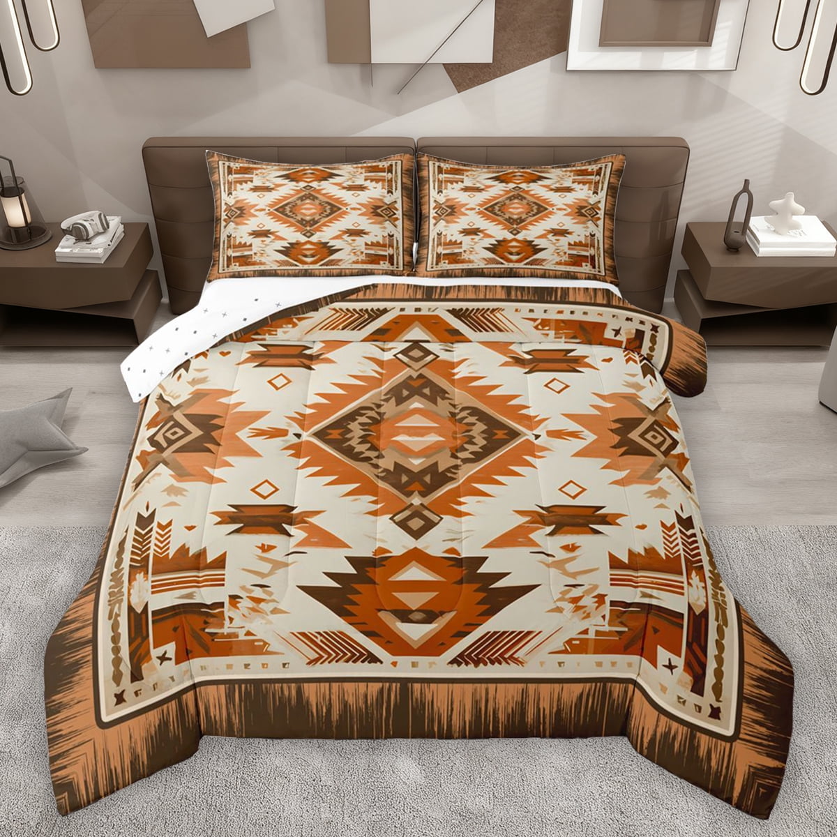 Homewish Hippie Boho Aztec Bedding Comforter Set, Vintage Western ...