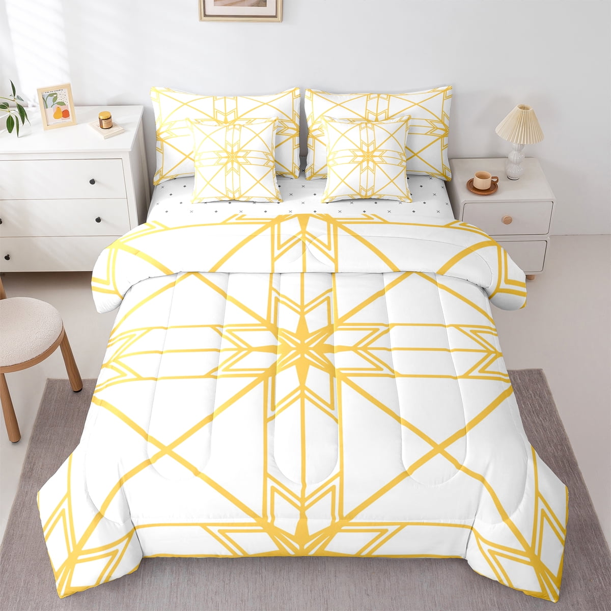 Homewish Hippie Triangle Adult Bedding Comforter Set 7 Pieces, Chic ...