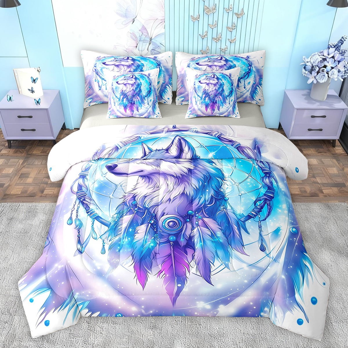 Homewish Hippie Western Wolf Bedding Comforter Set 7pcs for Teen ...