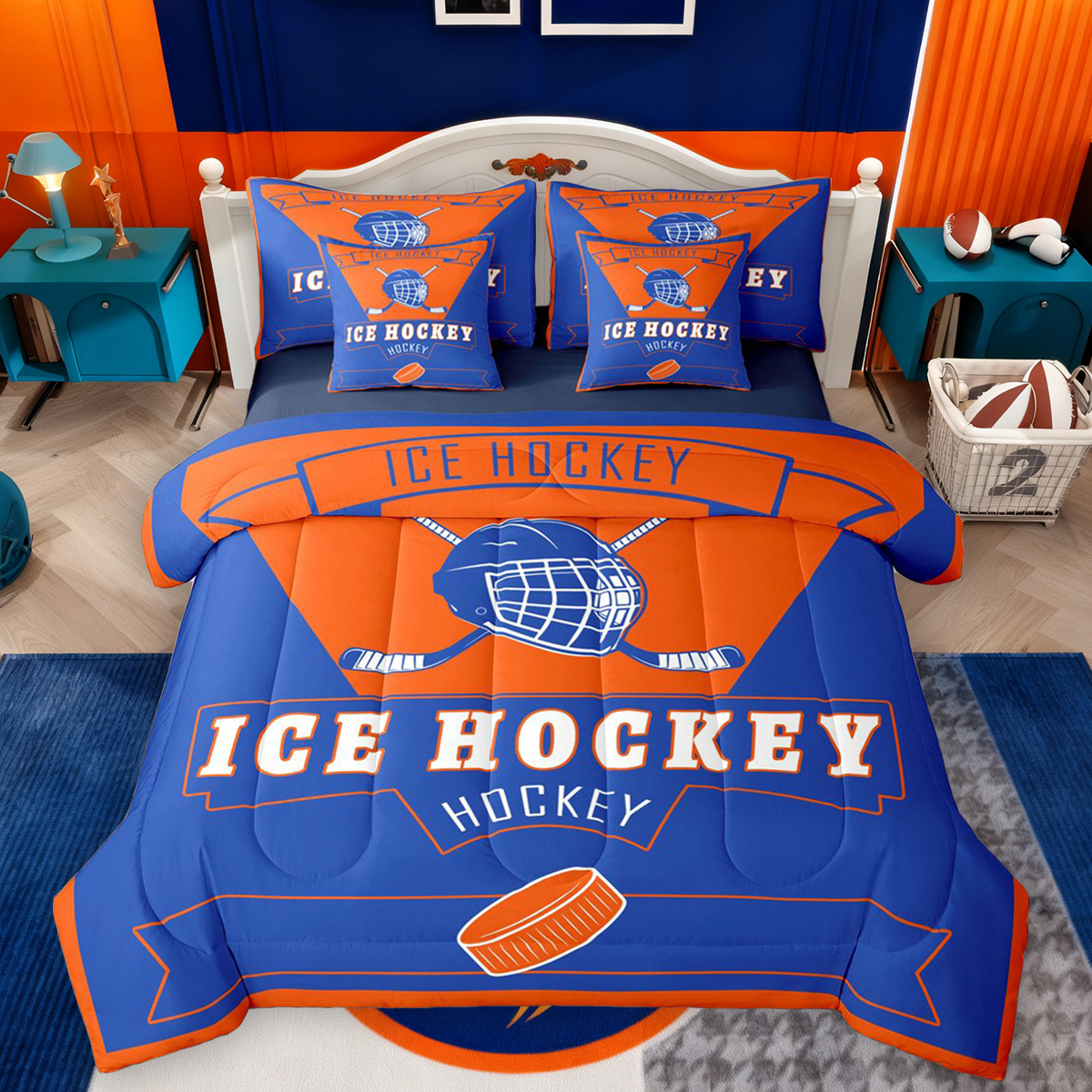 Homewish Hockey Game Gaming 7-Piece Twin Bedding Sets,Ball Sport Theme ...