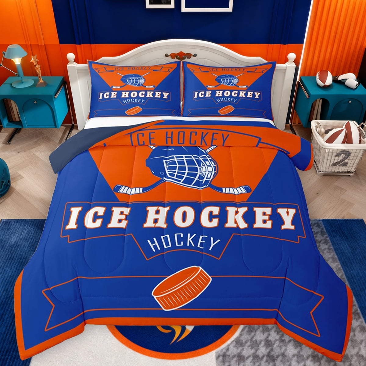 Homewish Hockey Game Gaming Bedding Comforter Set,Ball Sport Theme Twin ...
