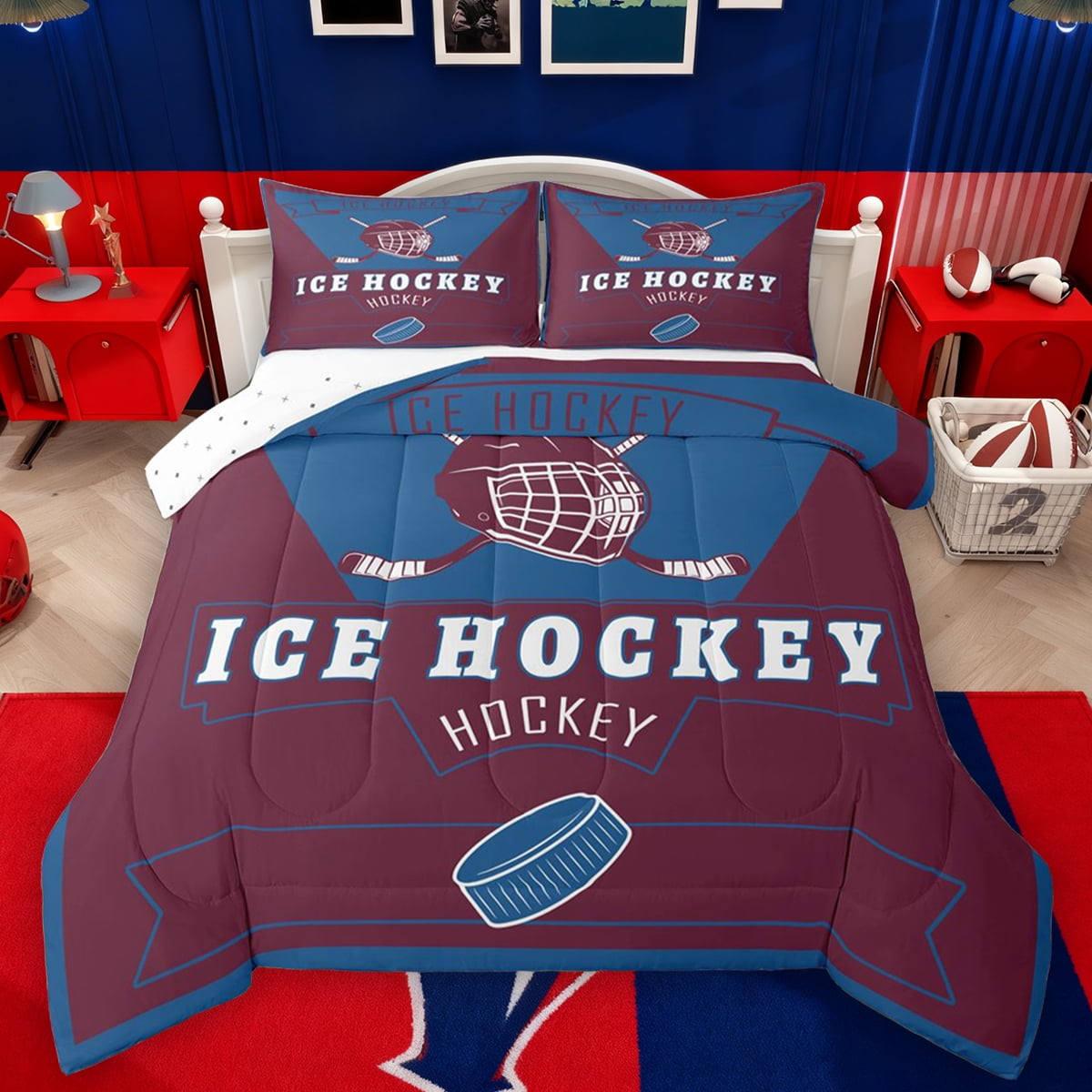 Homewish Hockey Game Gaming Queen Comforter Set,Ball Sport Theme ...
