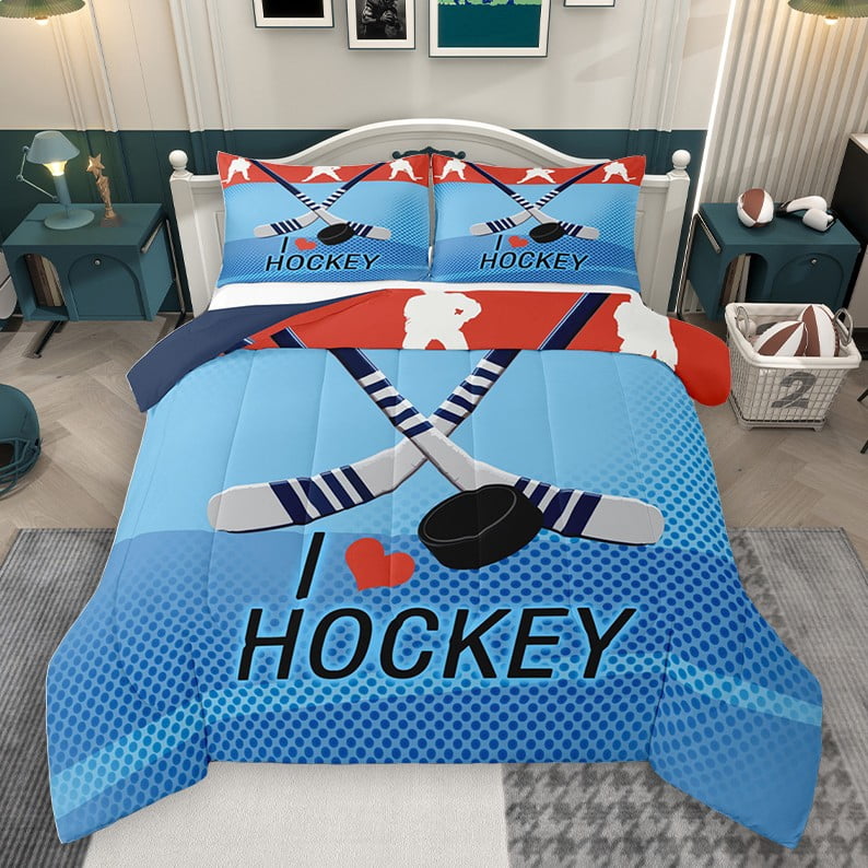 Homewish Ice Hockey 2pcs Bedding Comforter Set for Teens Boys Girls ...