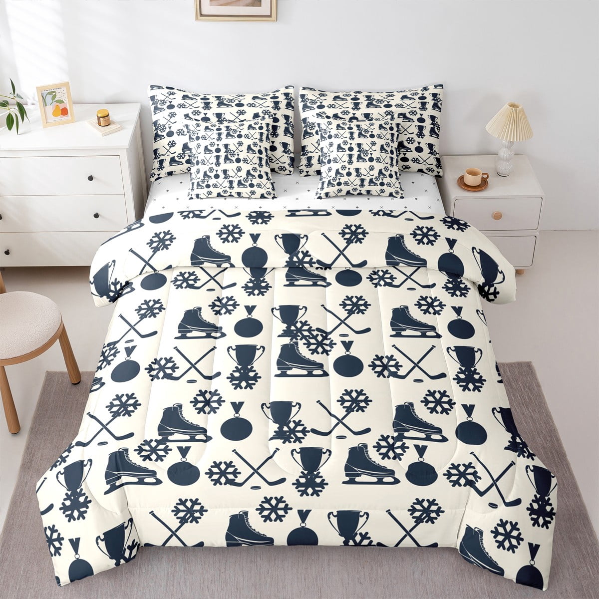 Homewish Ice Hockey 7-Piece Bedding Comforter Set For Teens,Ball Game ...